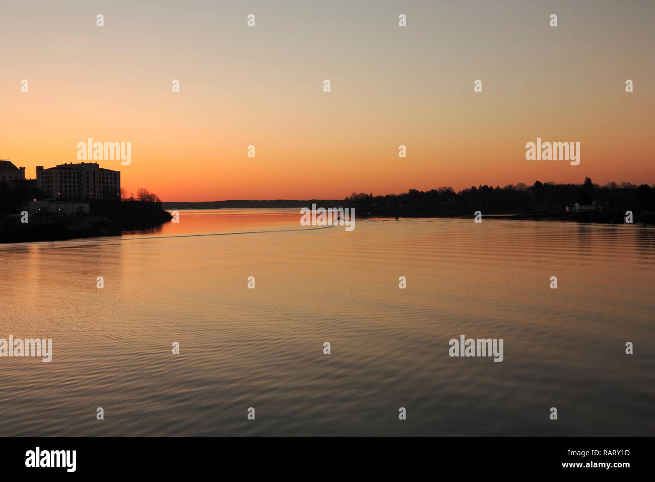Sunrise over Portsmouth Harbor from Pierce Island in Portsmouth, New ...