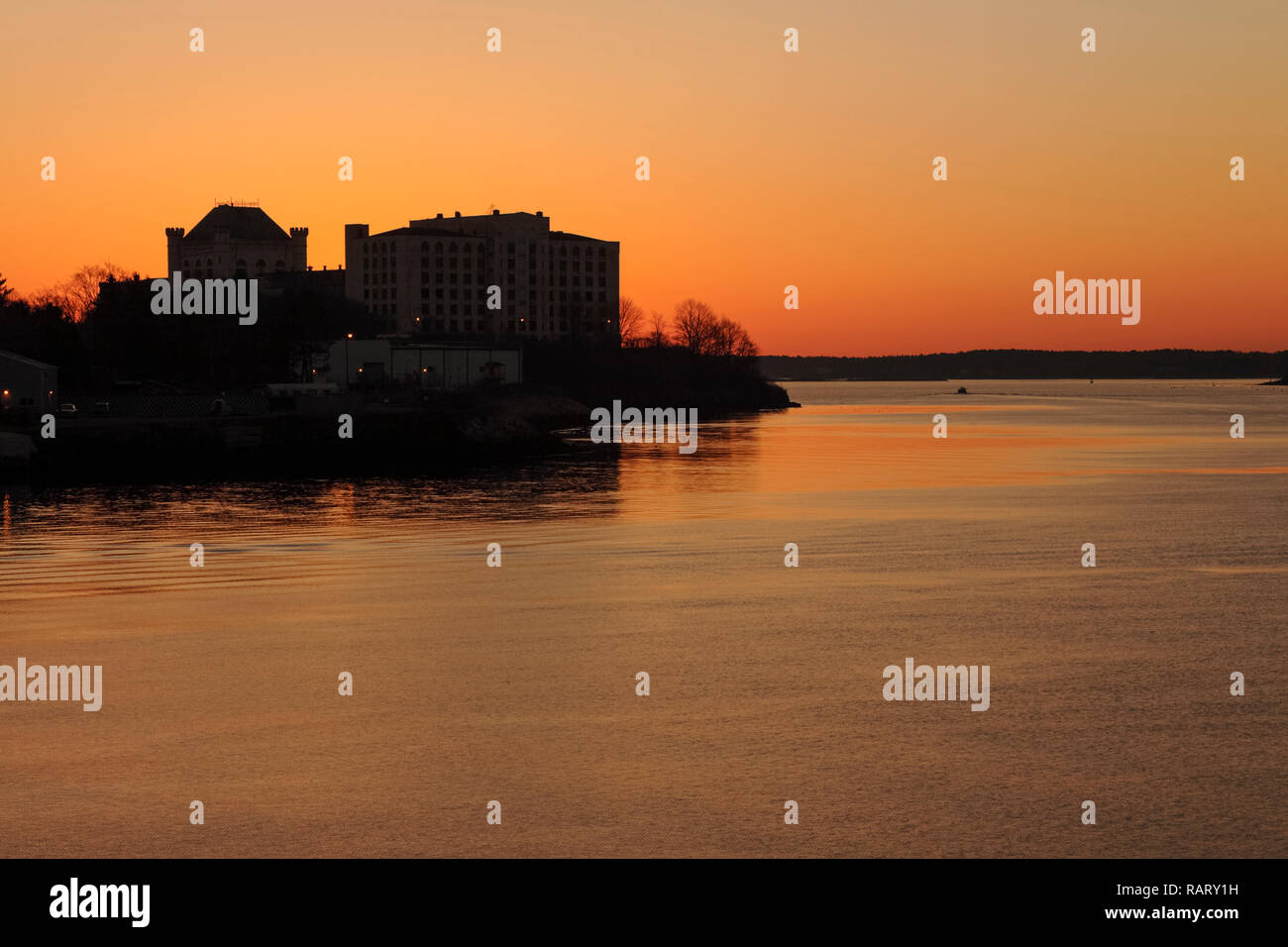 Sunrise over Portsmouth Harbor from Pierce Island in Portsmouth, New ...