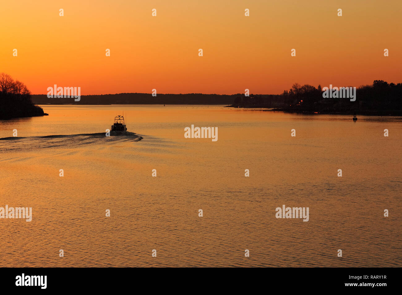 Sunrise over Portsmouth Harbor from Pierce Island in Portsmouth, New ...