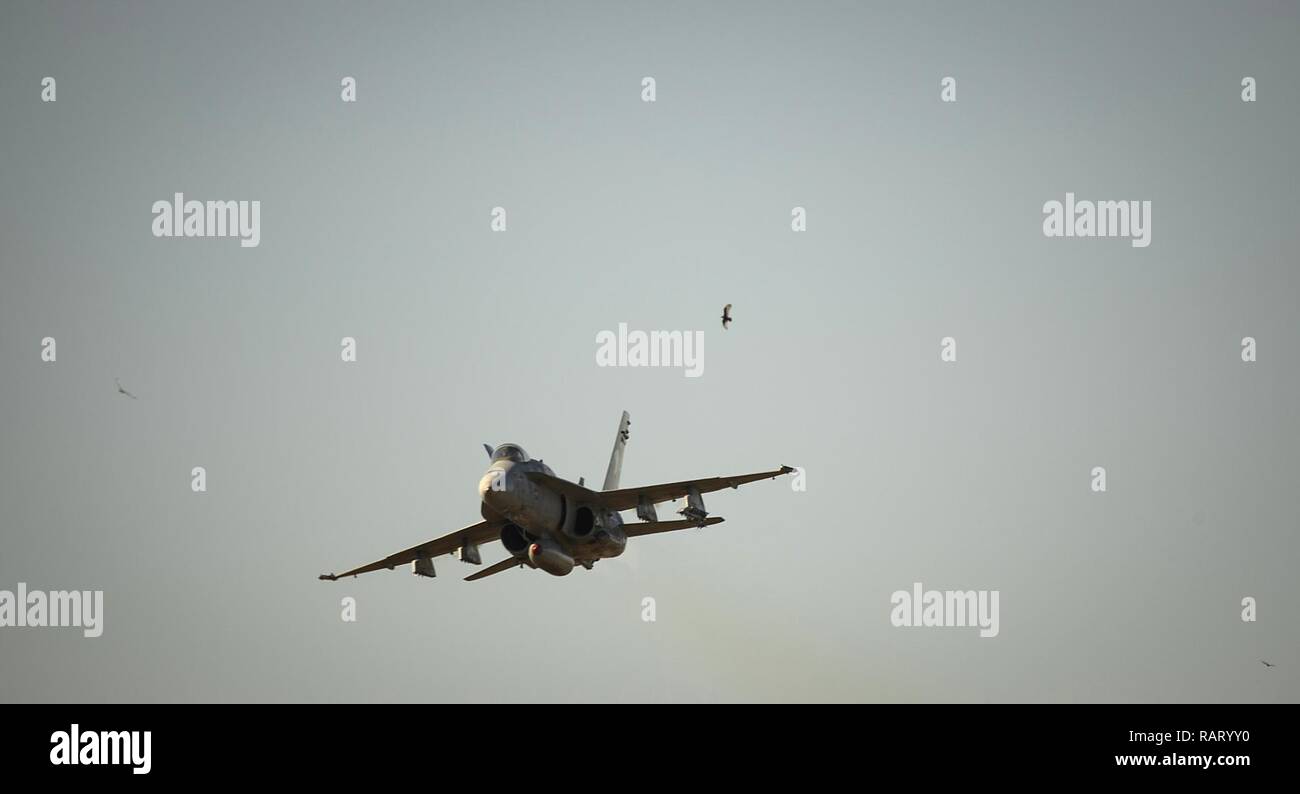 A Navy F-18 Super Hornet flies low across the range outside of Nags ...