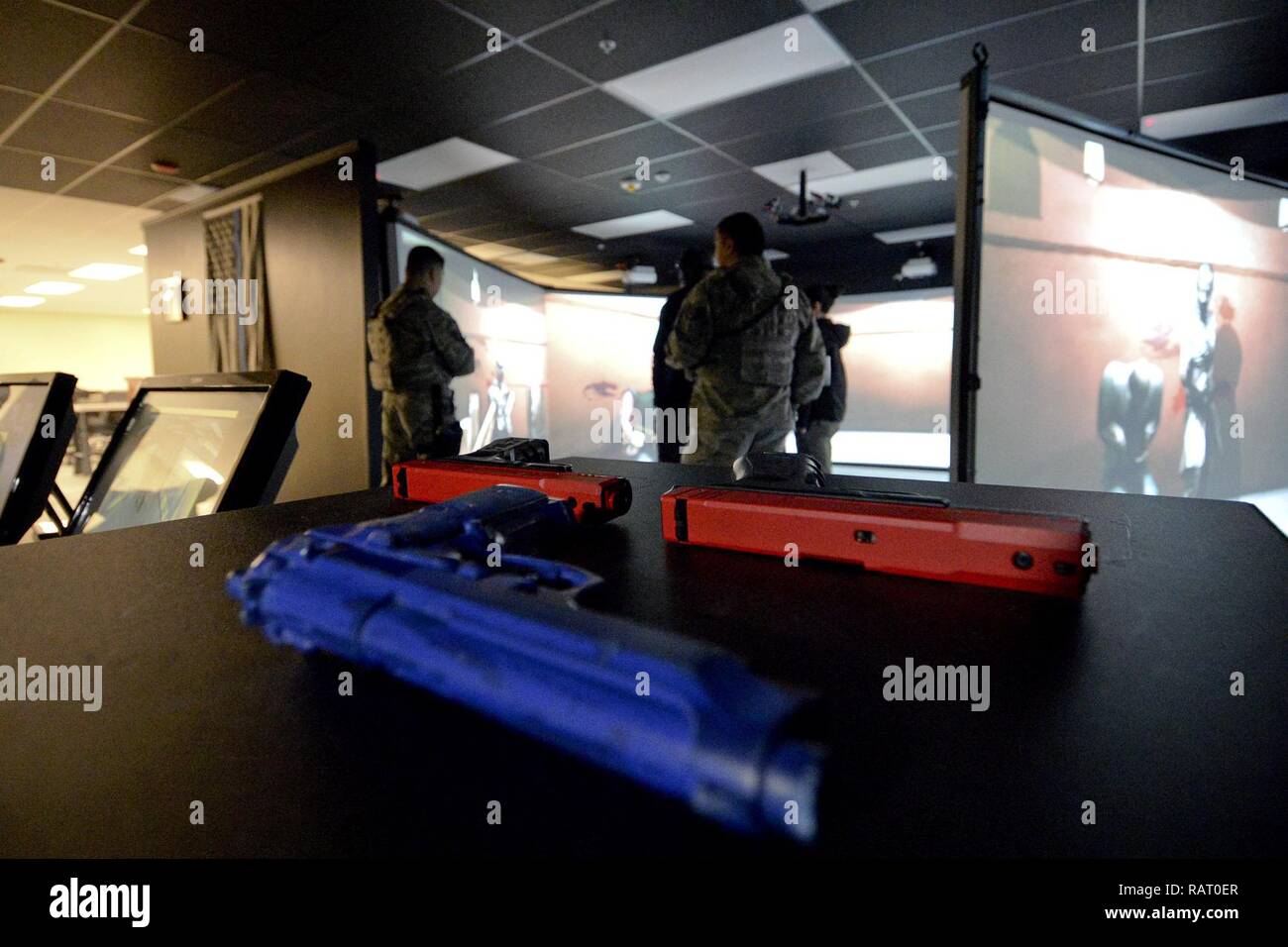U.S. Air Force airmen from the 129th Security Forces Squadron prepare ...