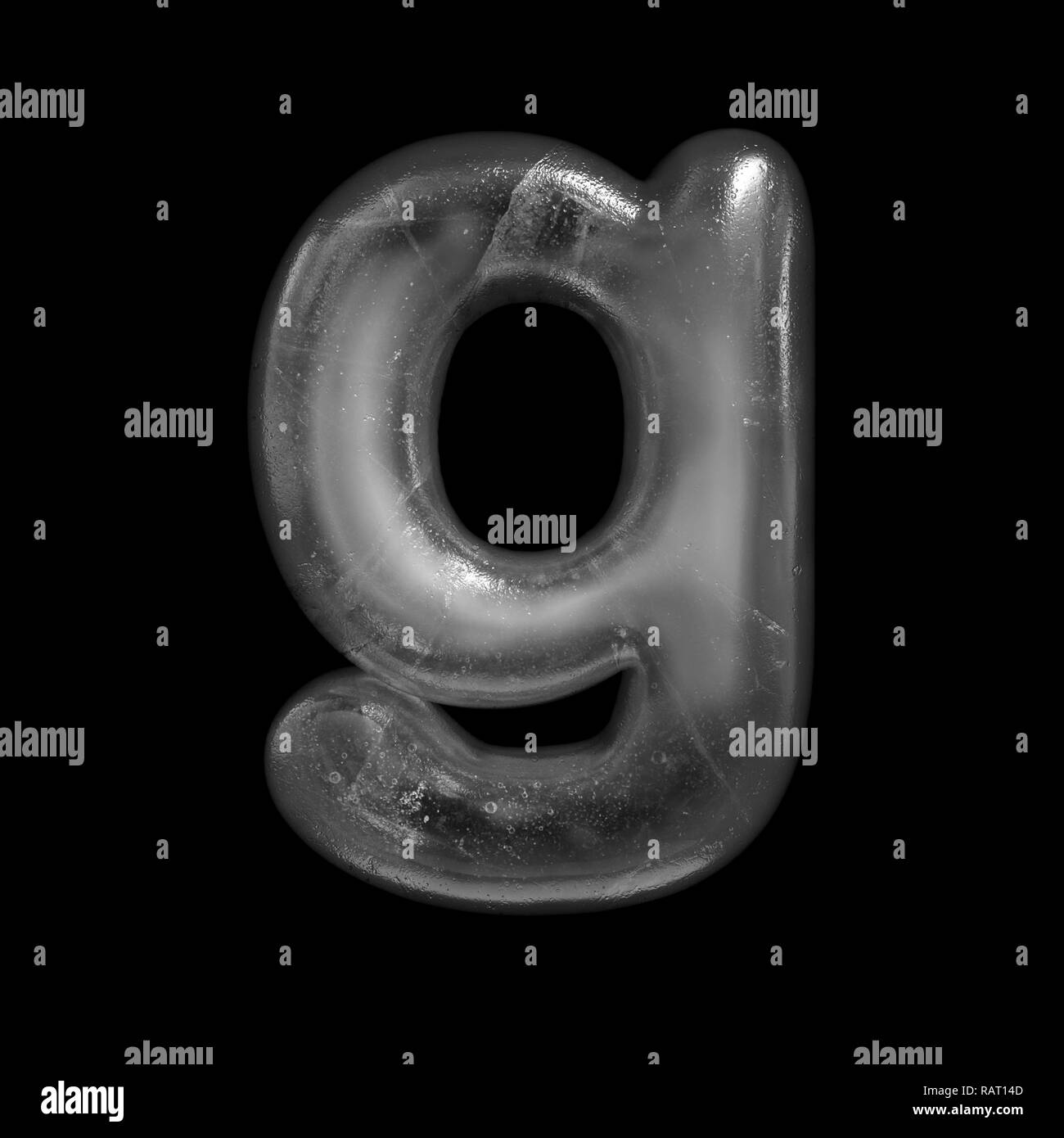 Ice letter G - Lowercase 3d Winter font isolated on black background ...