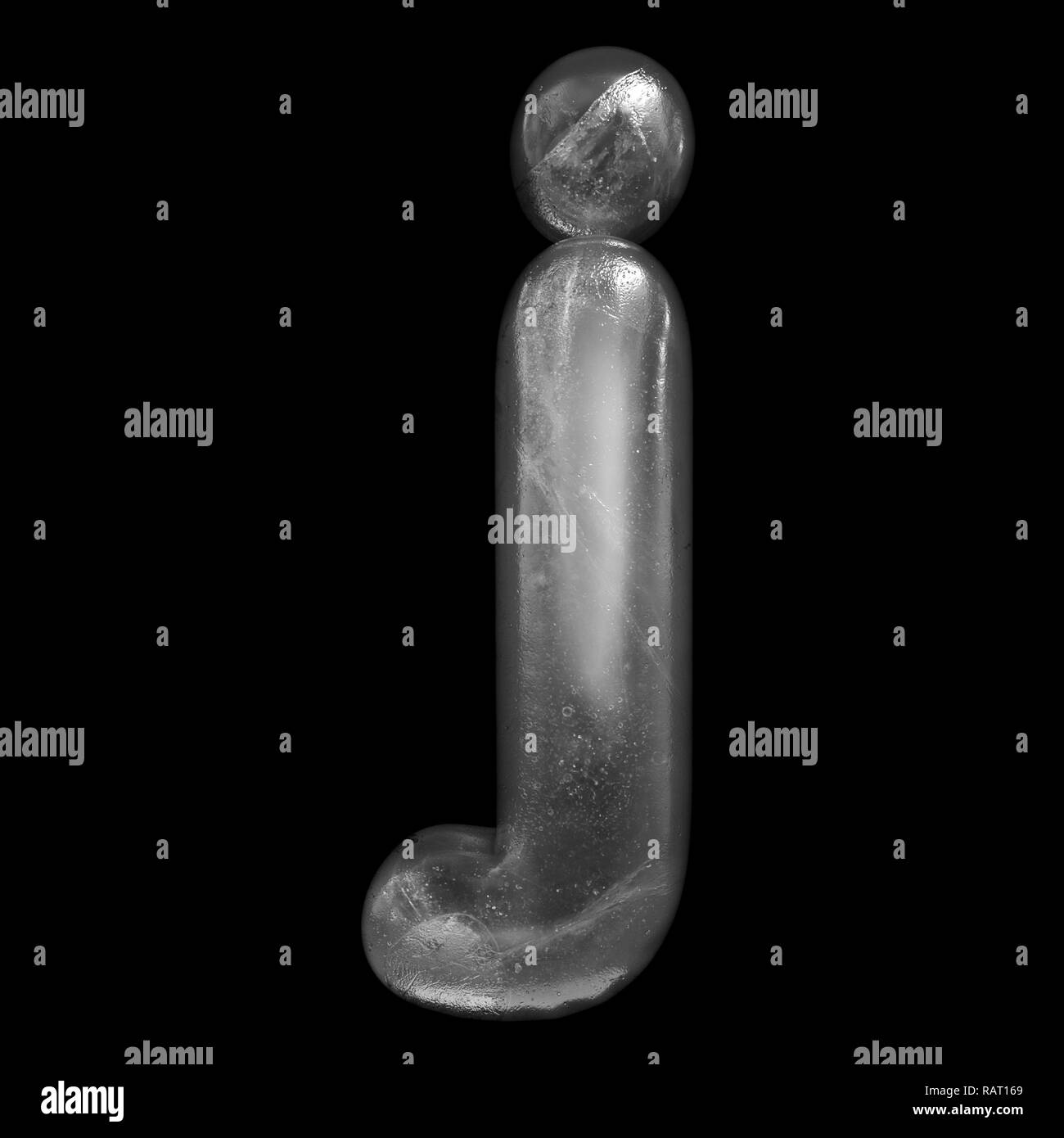 Ice letter J - Lower-case 3d Winter font isolated on black background ...
