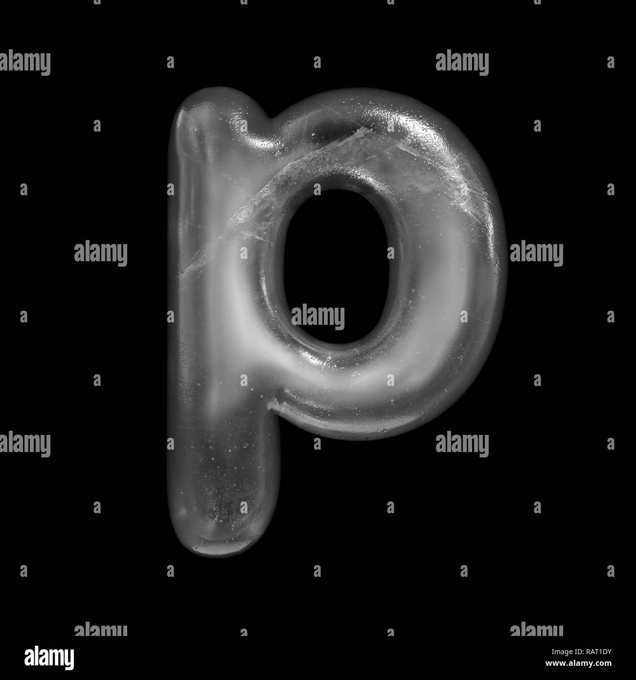 Ice letter P - Small 3d Winter font isolated on black background. This ...