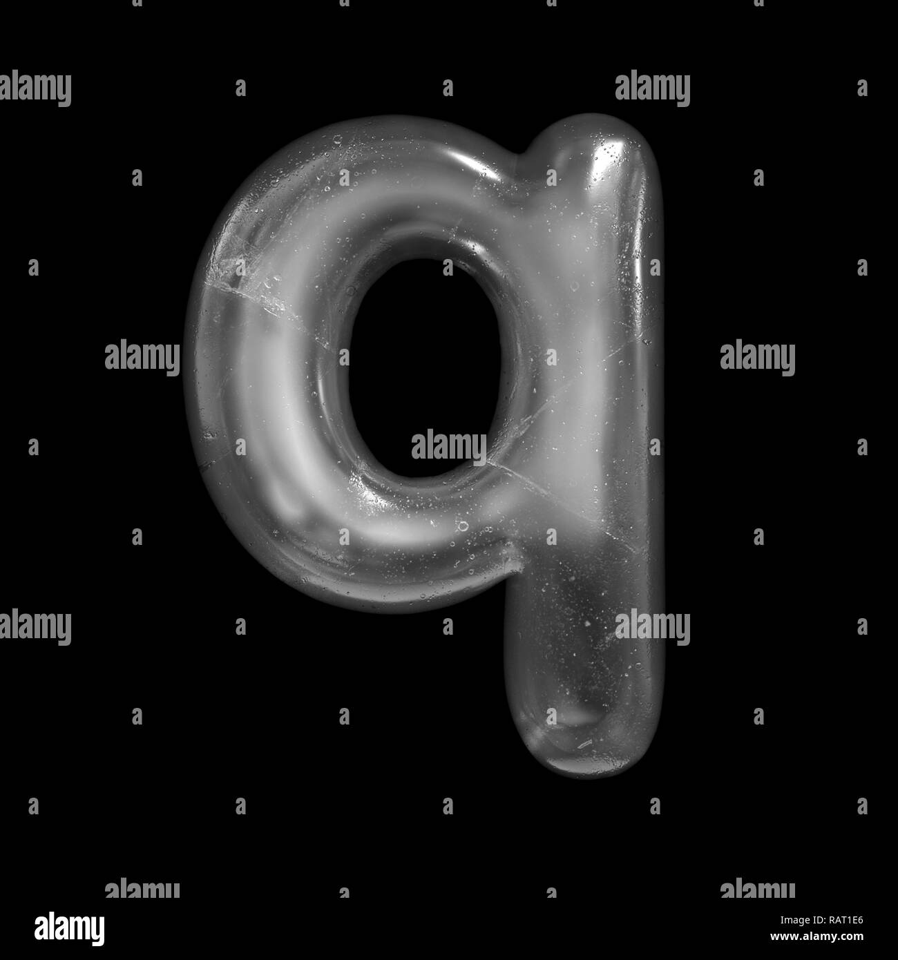Ice letter Q - Small 3d Winter font isolated on black background. This ...