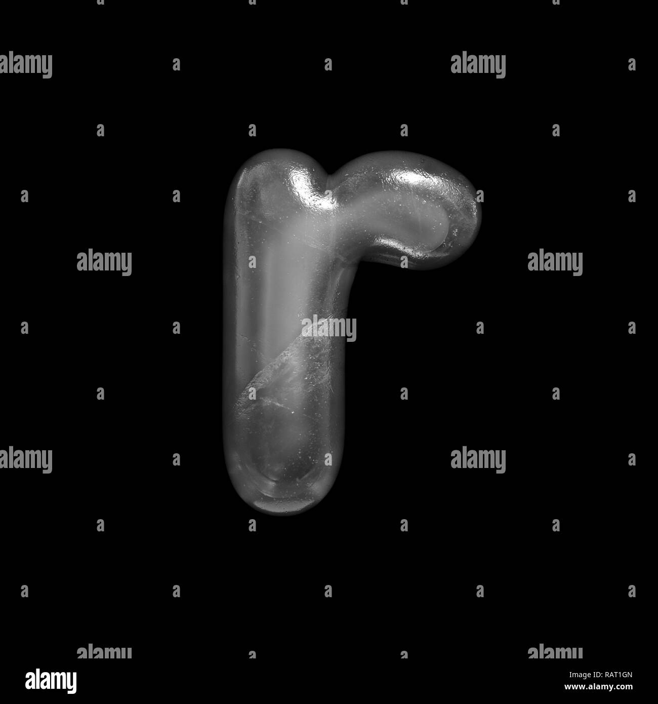 Ice letter R - Small 3d Winter font isolated on black background. This ...
