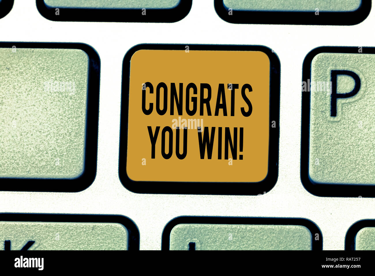 Writing note showing Congrats You Win. Business photo showcasing ...