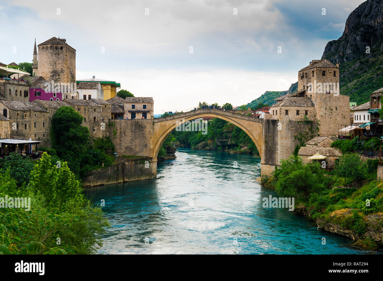 Mostar Bridge over Neretva river, Unesco World Heritage Site, Mostar ...