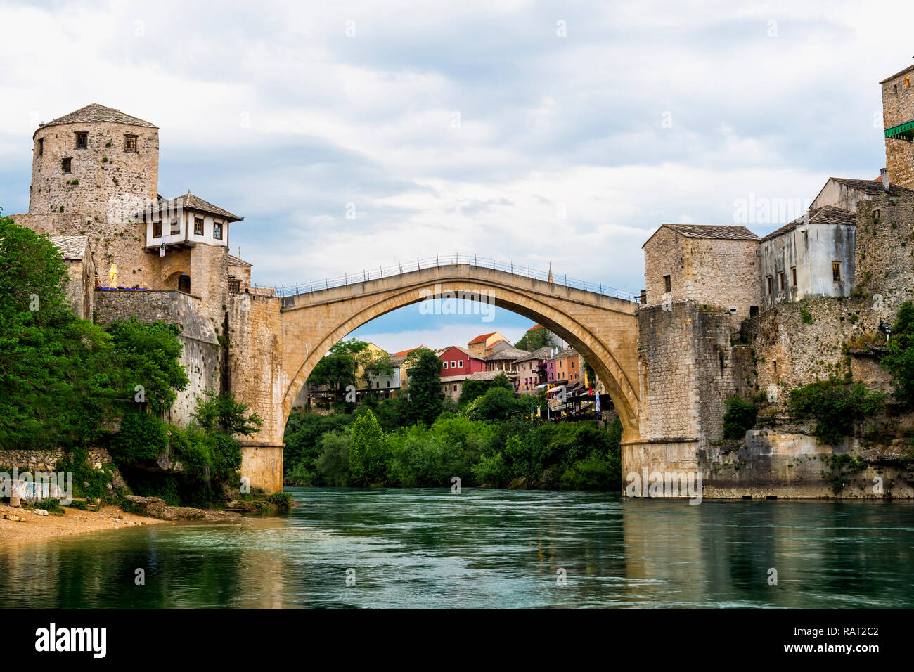 Mostar Bridge over Neretva river, Unesco World Heritage Site, Mostar ...