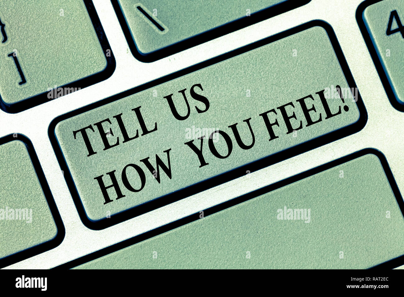 Text sign showing Tell Us How You Feel. Conceptual photo Express your ...