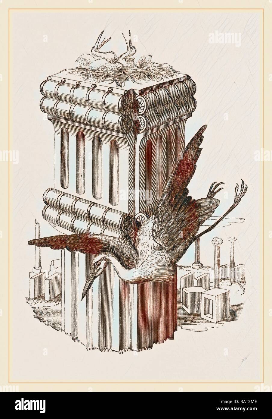 Stork's Nest at Persepolis, Iran. Reimagined by Gibon. Classic art with ...