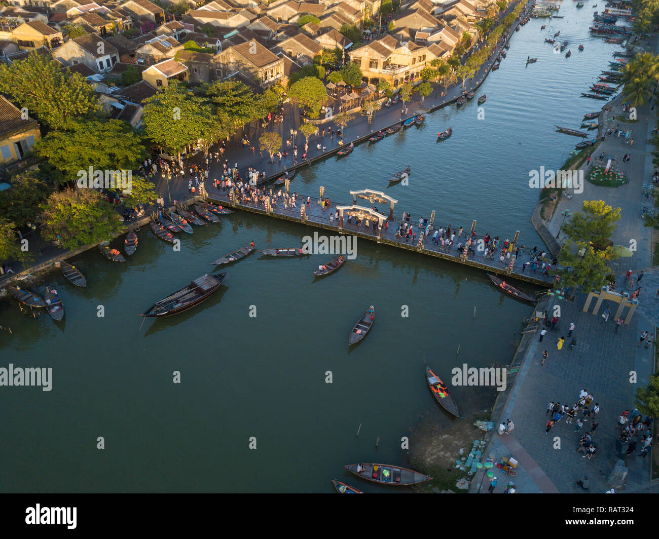 Aerial view of Hoi An old town or Hoian ancient town. Hoi An is UNESCO ...