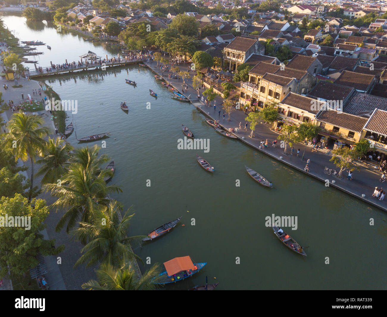 Aerial view of Hoi An old town or Hoian ancient town. Hoi An is UNESCO ...