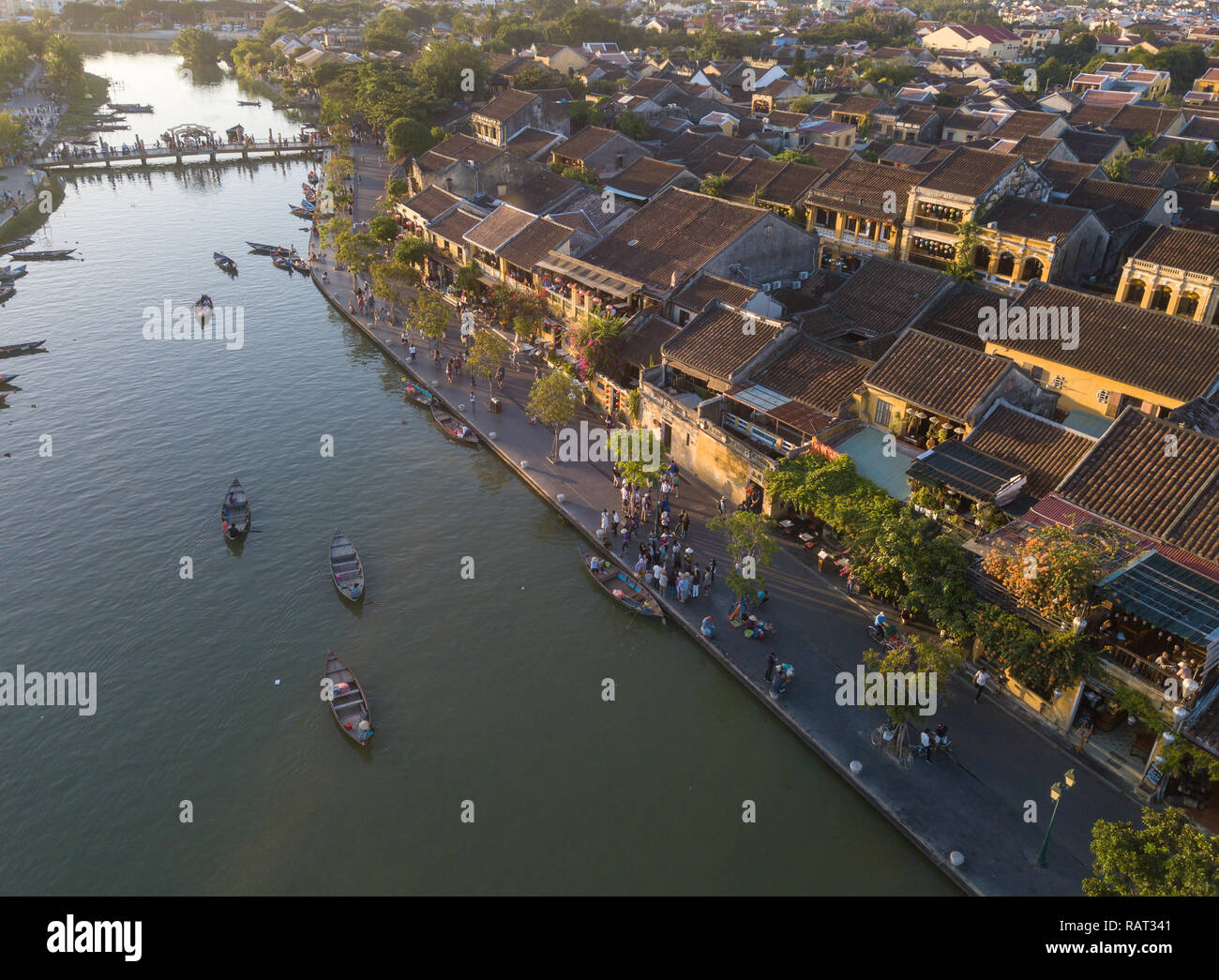Aerial view of Hoi An old town or Hoian ancient town. Hoi An is UNESCO ...