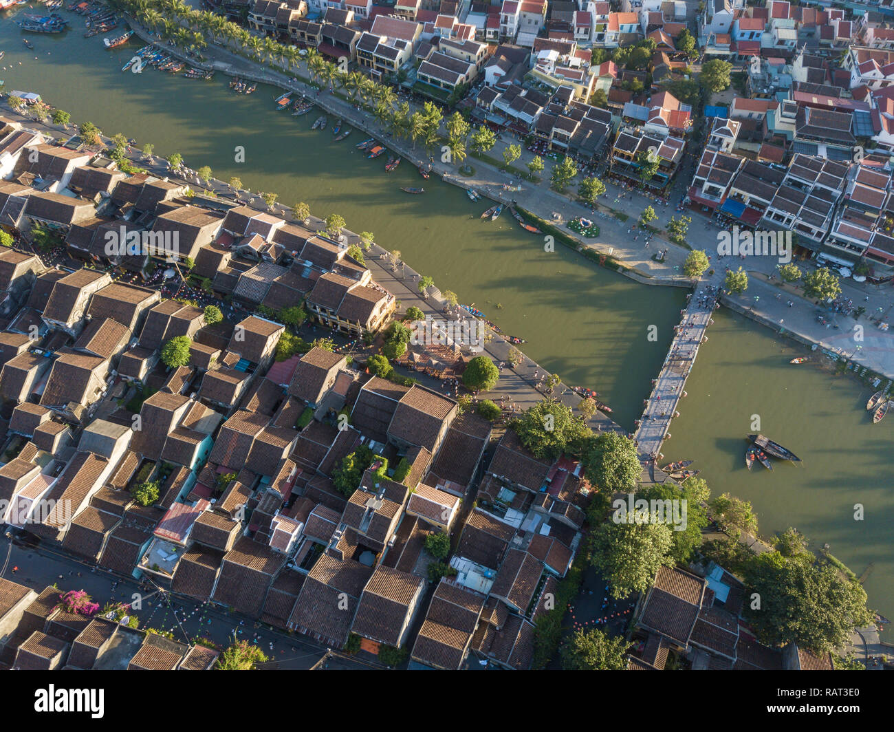 Aerial view of Hoi An old town or Hoian ancient town. Hoi An is UNESCO ...