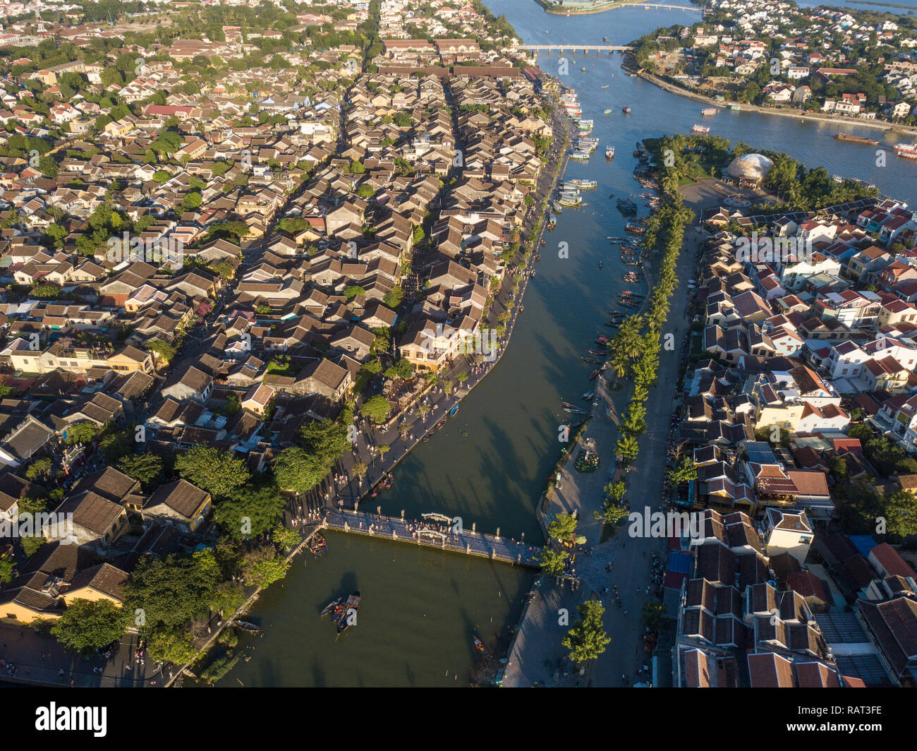 Aerial view of Hoi An old town or Hoian ancient town. Hoi An is UNESCO ...