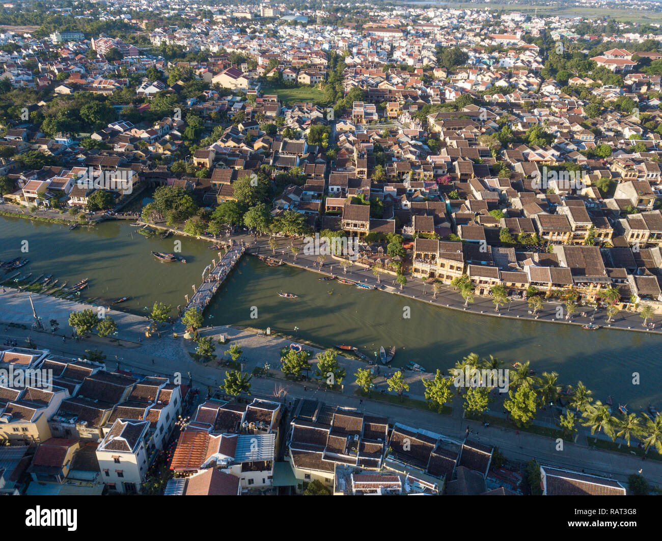 Aerial view of Hoi An old town or Hoian ancient town. Hoi An is UNESCO ...