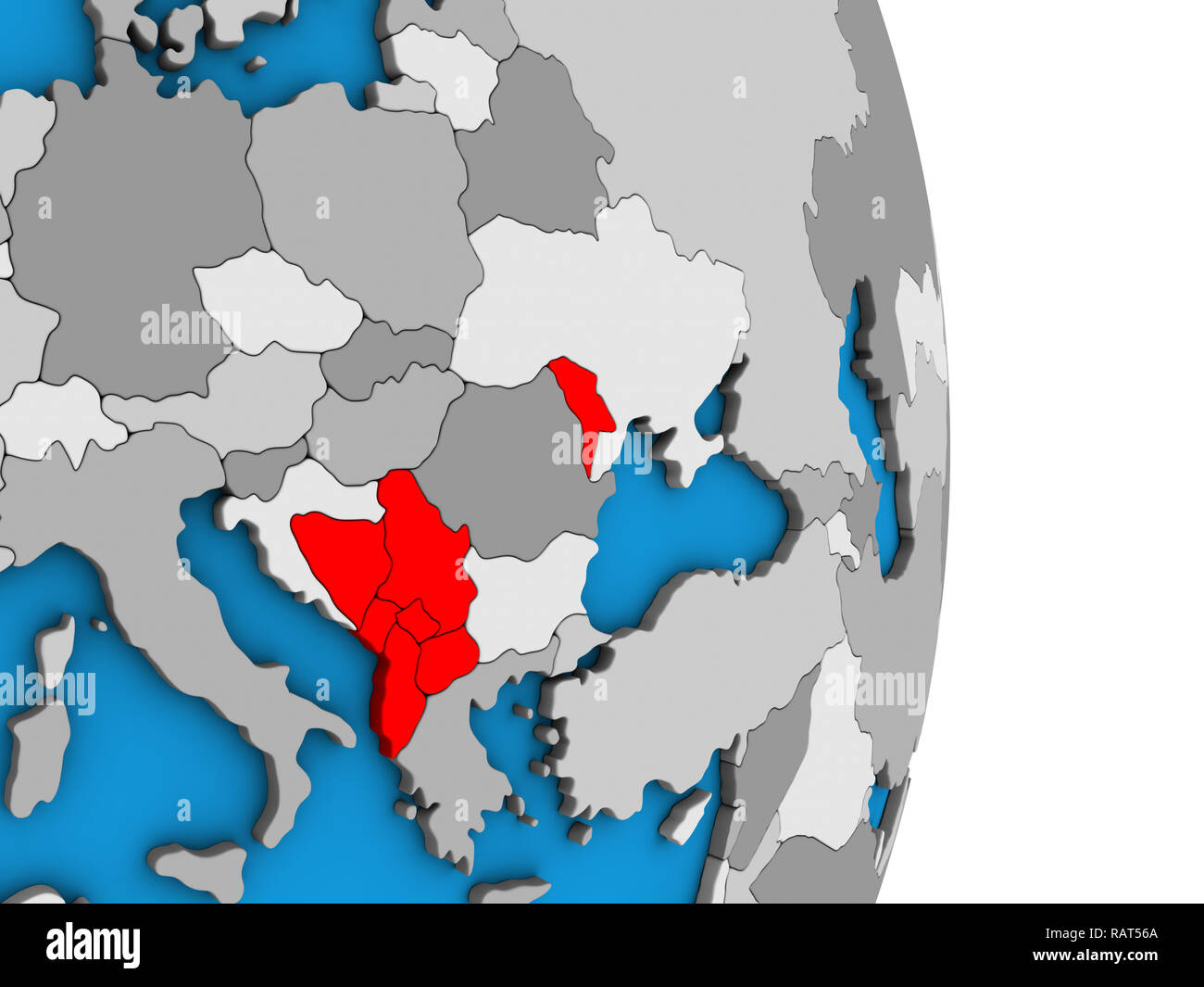 CEFTA countries on simple political 3D globe. 3D illustration Stock ...