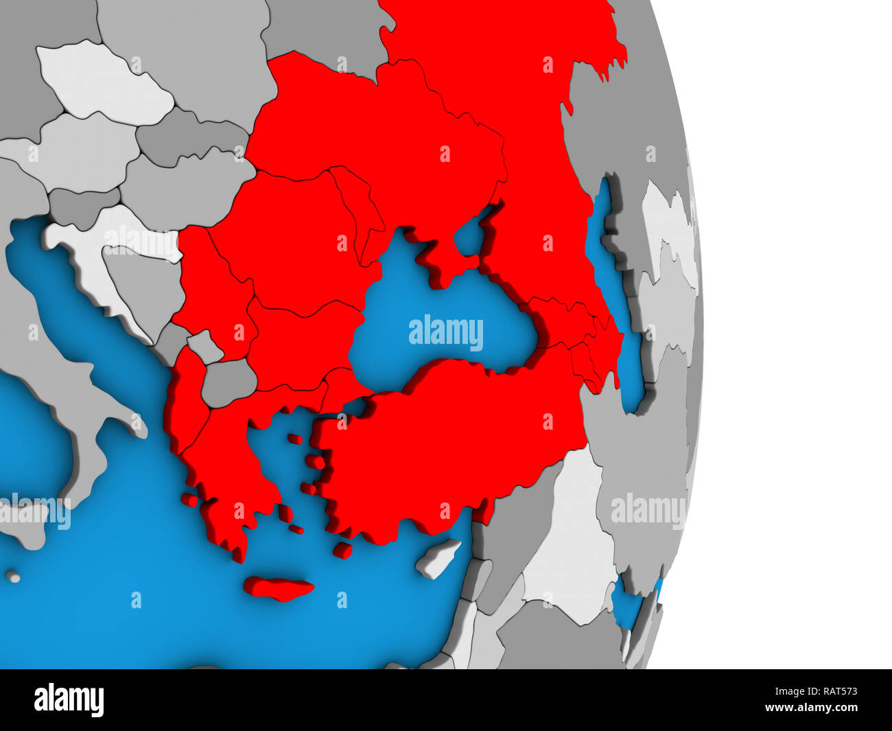BSEC countries on simple political 3D globe. 3D illustration Stock ...