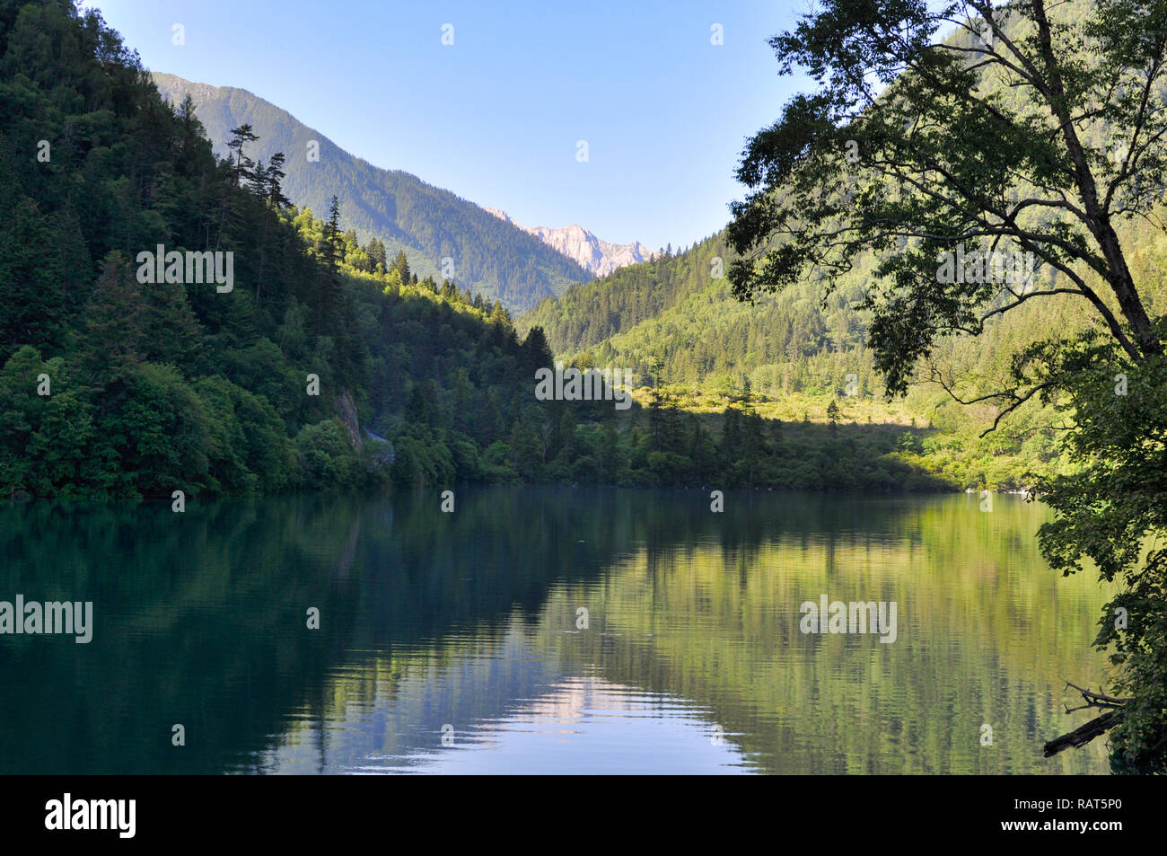 Blue green lake Stock Photo - Alamy