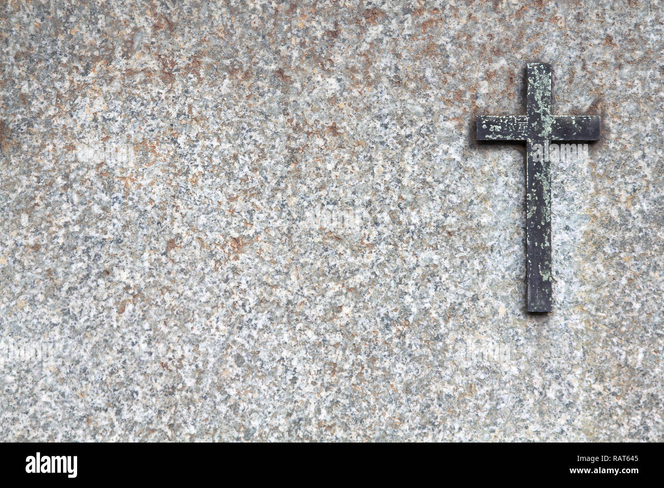 Gravestone texture - granite stone and a brass cross. Religious ...
