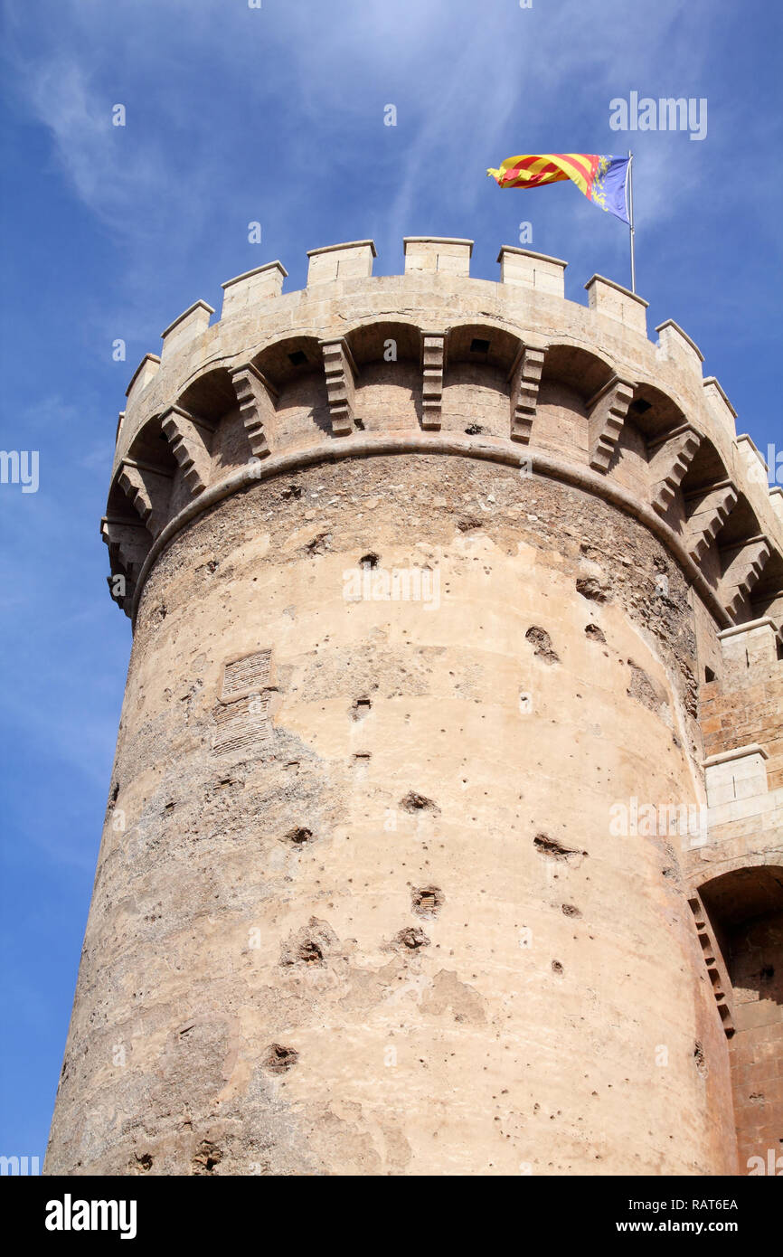 Valencia, Spain - old fortification in city walls. Torre Quart Stock ...