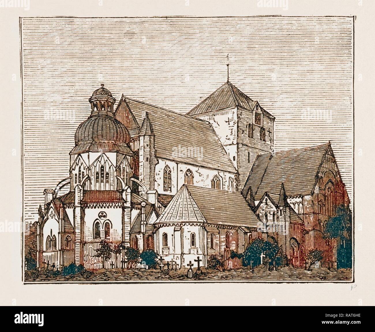 DRONTHEIM CATHEDRAL, Norway engraving 1873. Reimagined by Gibon ...