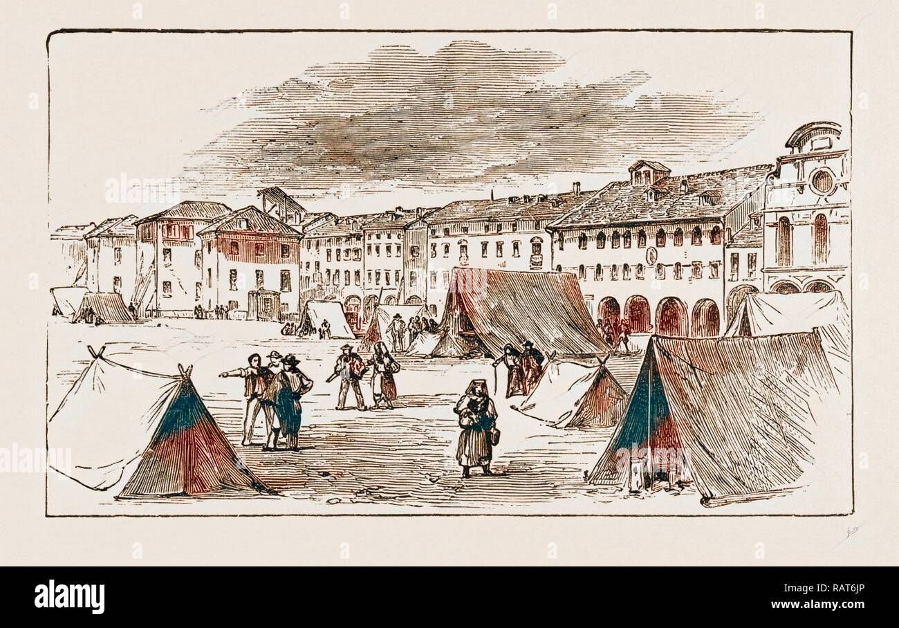 BELLUNO - THE PIAZZA CAMPITELLI: THE INHABITANTS TAKING REFUGE IN TENTS ...