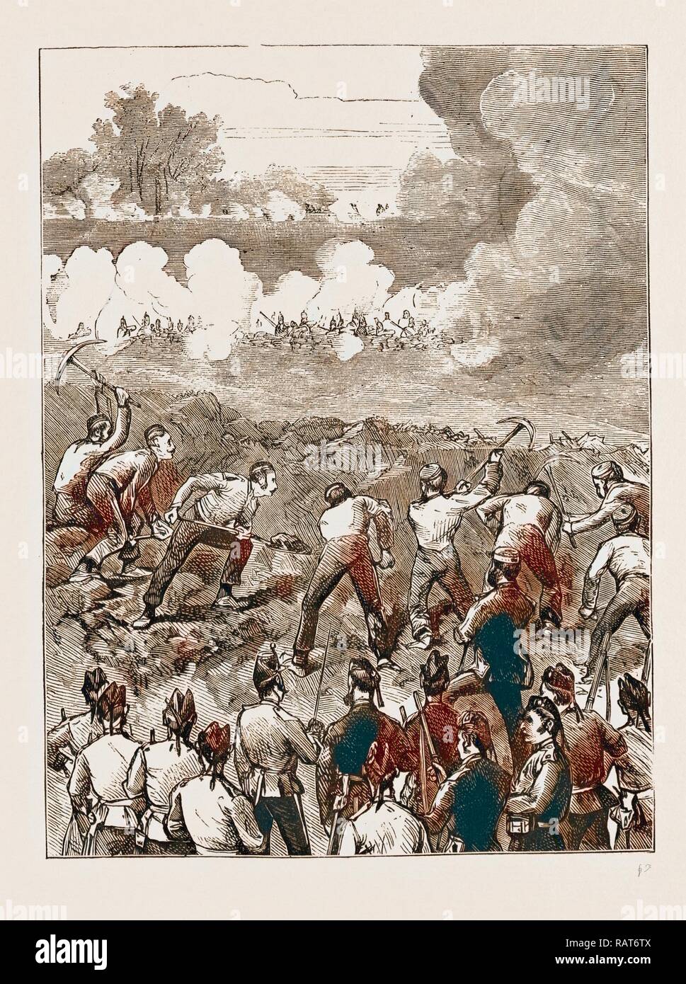 EXPLODING MINE IN THE NEW RAVELIN ROYAL ENGINEERS ENTRENCHING IN THE ...