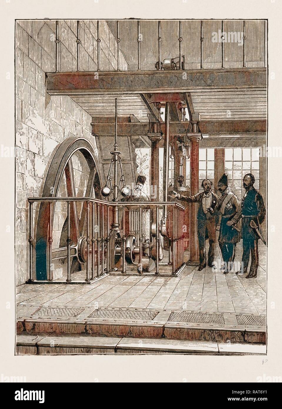 THE FIRST STEAM ENGINE CONSTRUCTED AT TEHERAN, IRAN, ENGRAVING 1873 ...