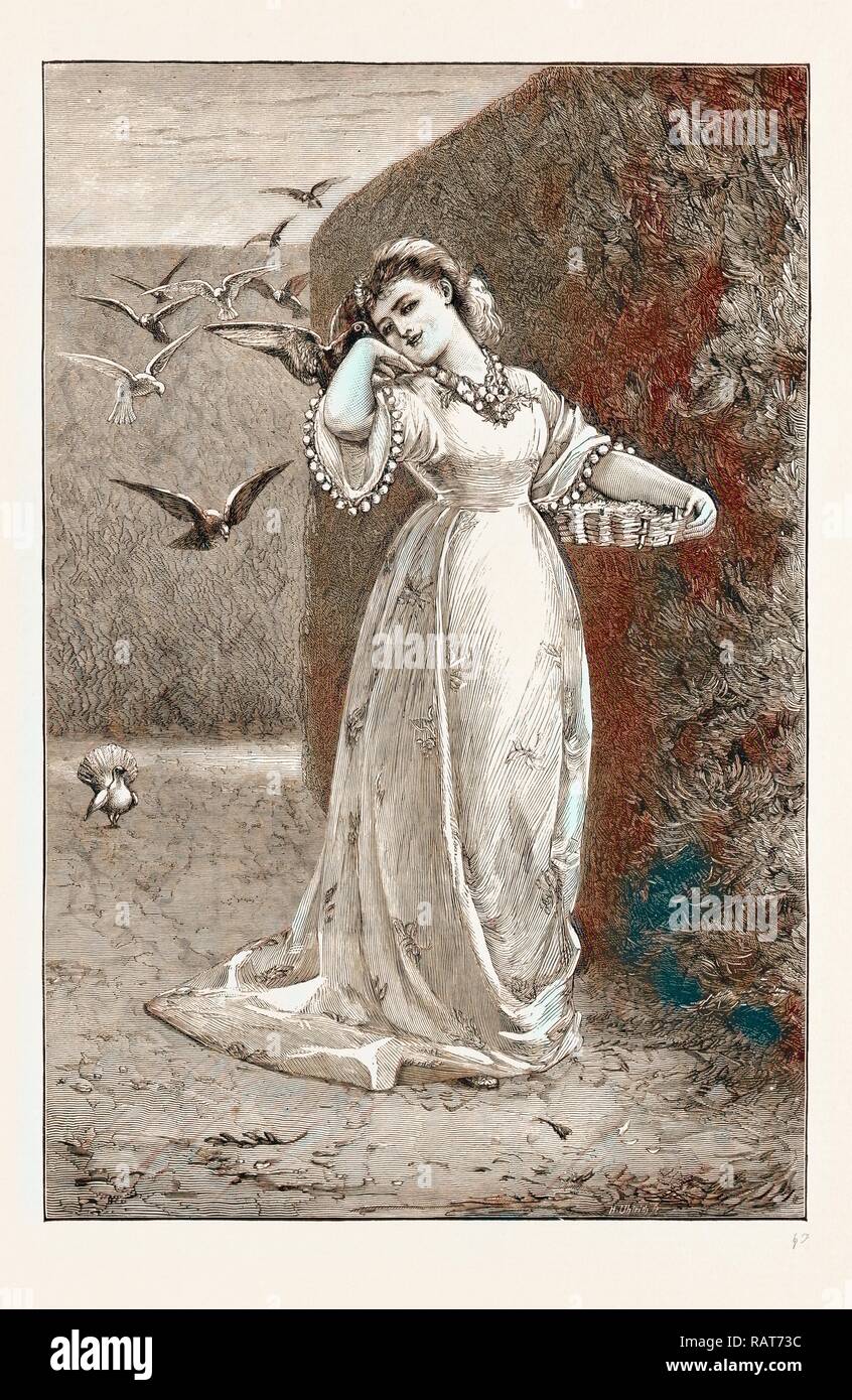 GOOD MORNING BY M.E. EDWARDS, ENGRAVING 1873. Reimagined by Gibon ...