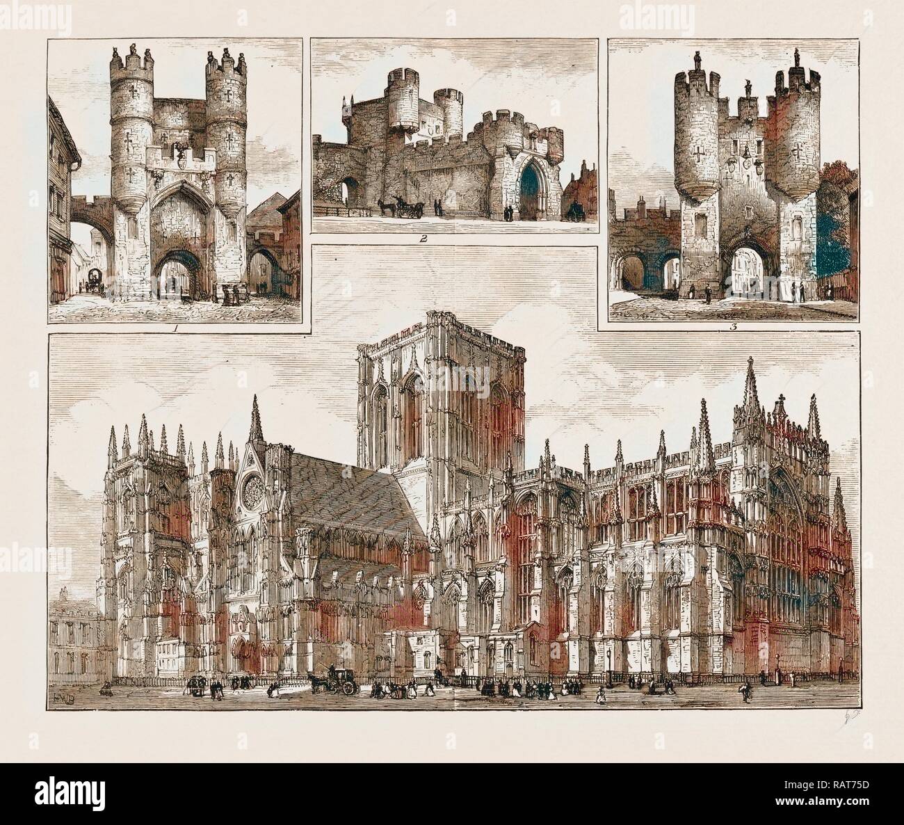 York UK 1873, I. Monk Bar. 2. Walm Gate. 3. Micklegate Bar. 4. York ...