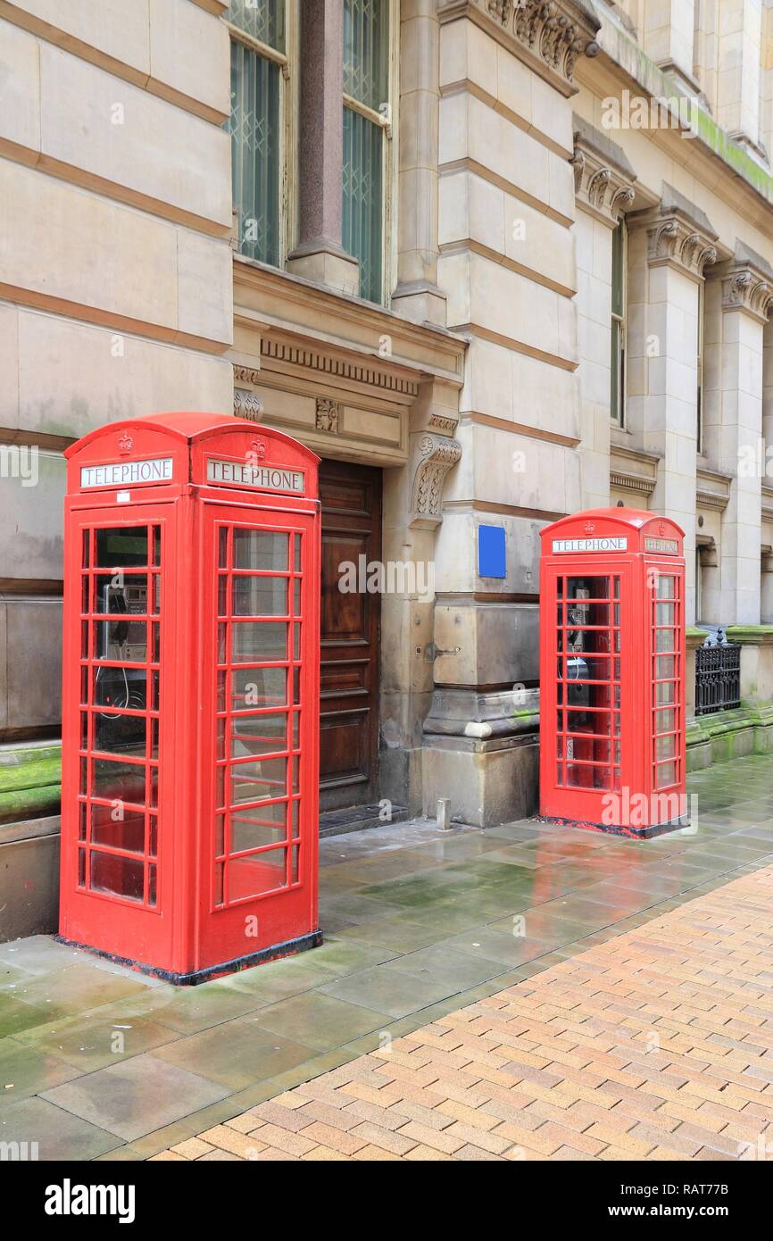 Birmingham red telephone boxes. West Midlands, England Stock Photo - Alamy