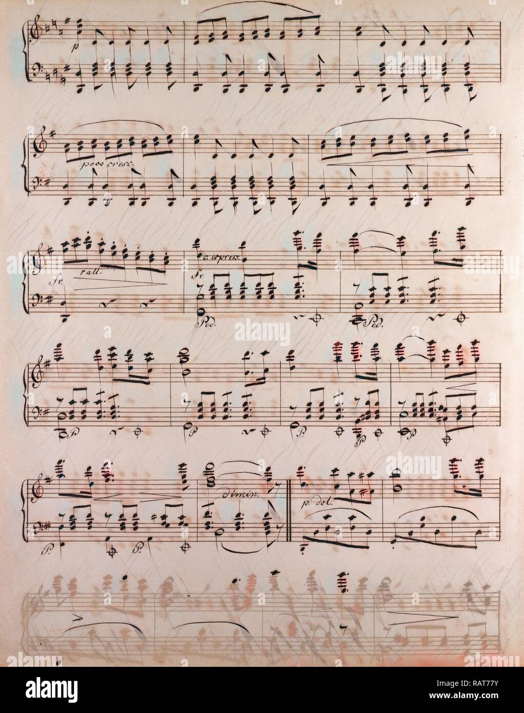 handwritten sheet music, music notes, 19th century. Reimagined by Gibon ...