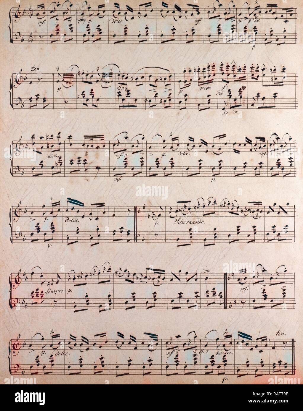 handwritten sheet music, music notes, 19th century. Reimagined by Gibon ...