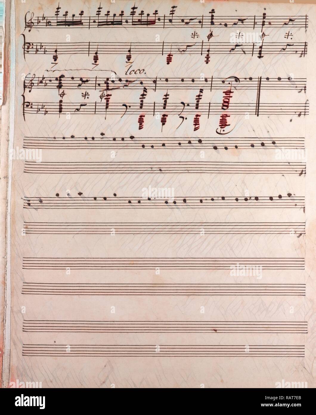 Handwritten sheet music, music notes, 19th century. Reimagined by Gibon ...