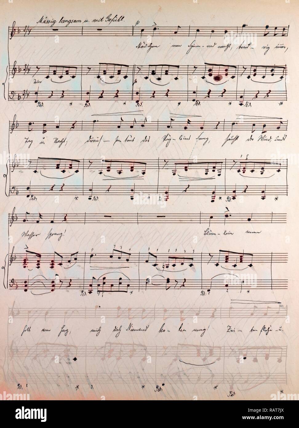 Handwritten sheet music, music notes, 19th century. Reimagined by Gibon ...