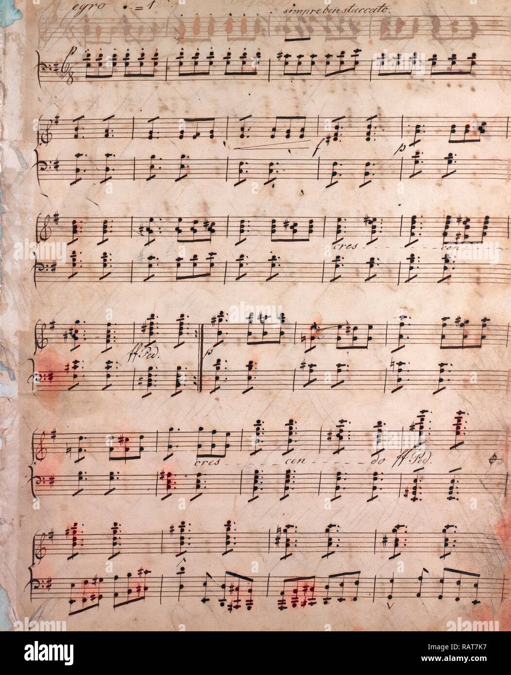 Handwritten sheet music, music notes, 19th century. Reimagined by Gibon ...