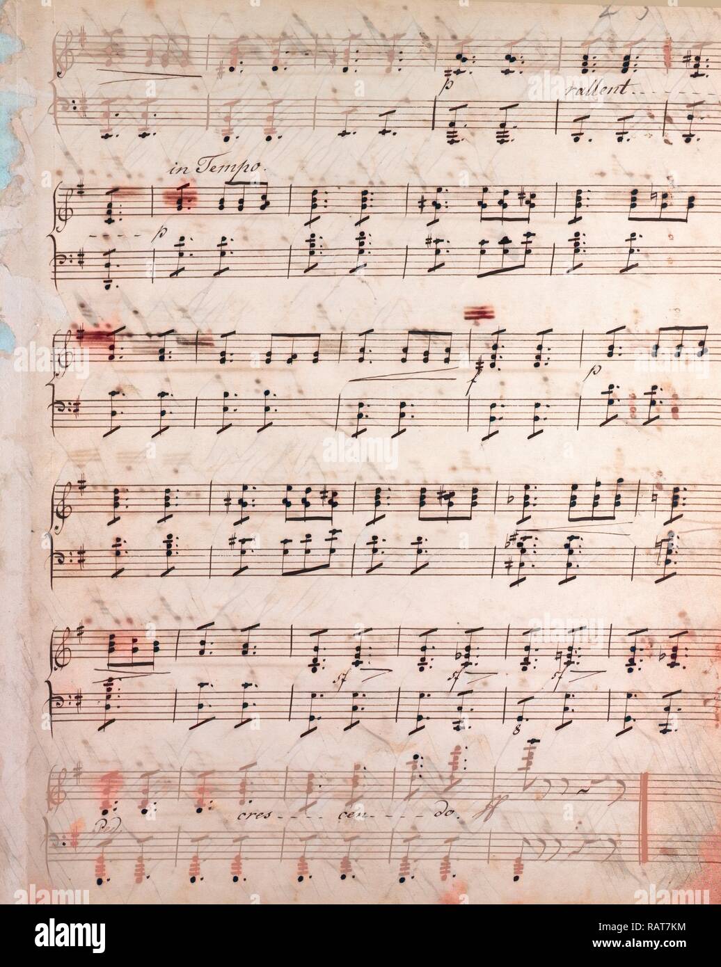 Handwritten sheet music, music notes, 19th century. Reimagined by Gibon ...