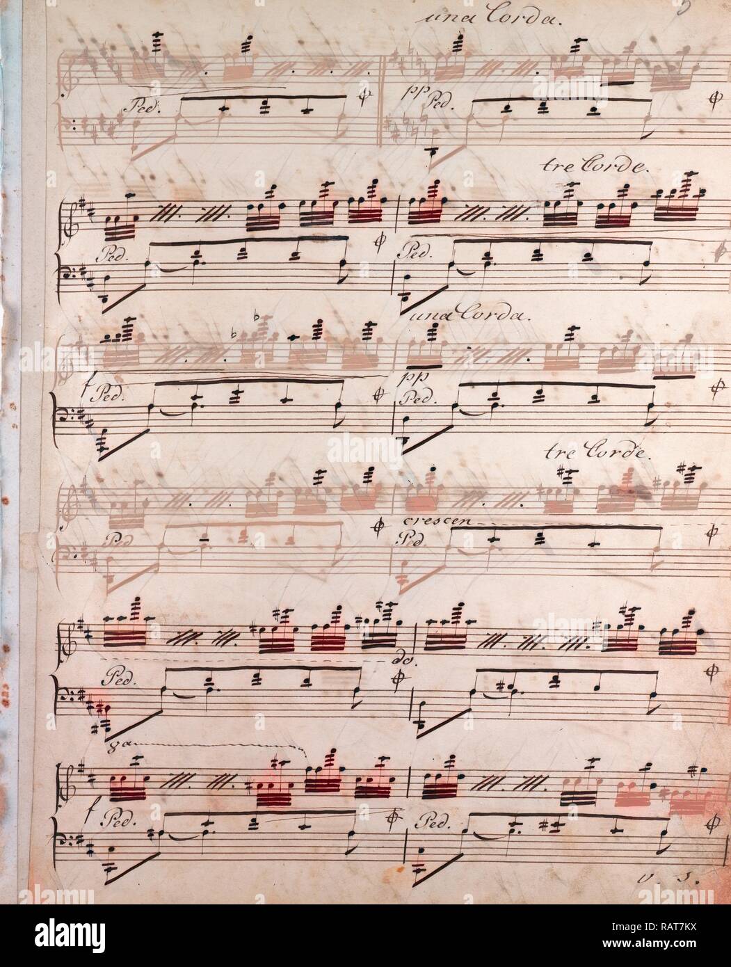 Handwritten sheet music, music notes, 19th century. Reimagined by Gibon ...
