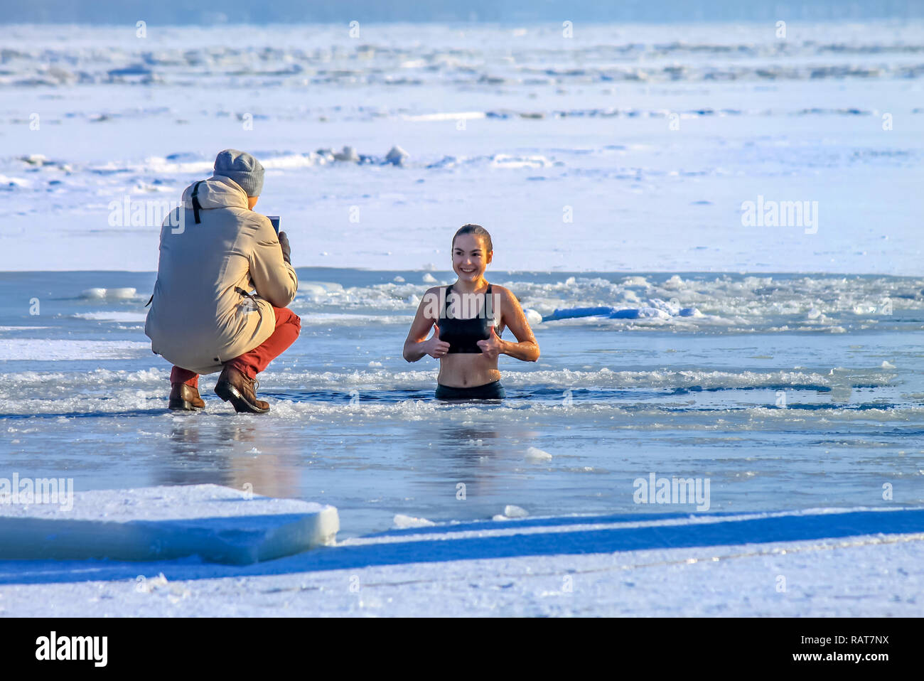 Ice bathing woman hi-res stock photography and images - Alamy