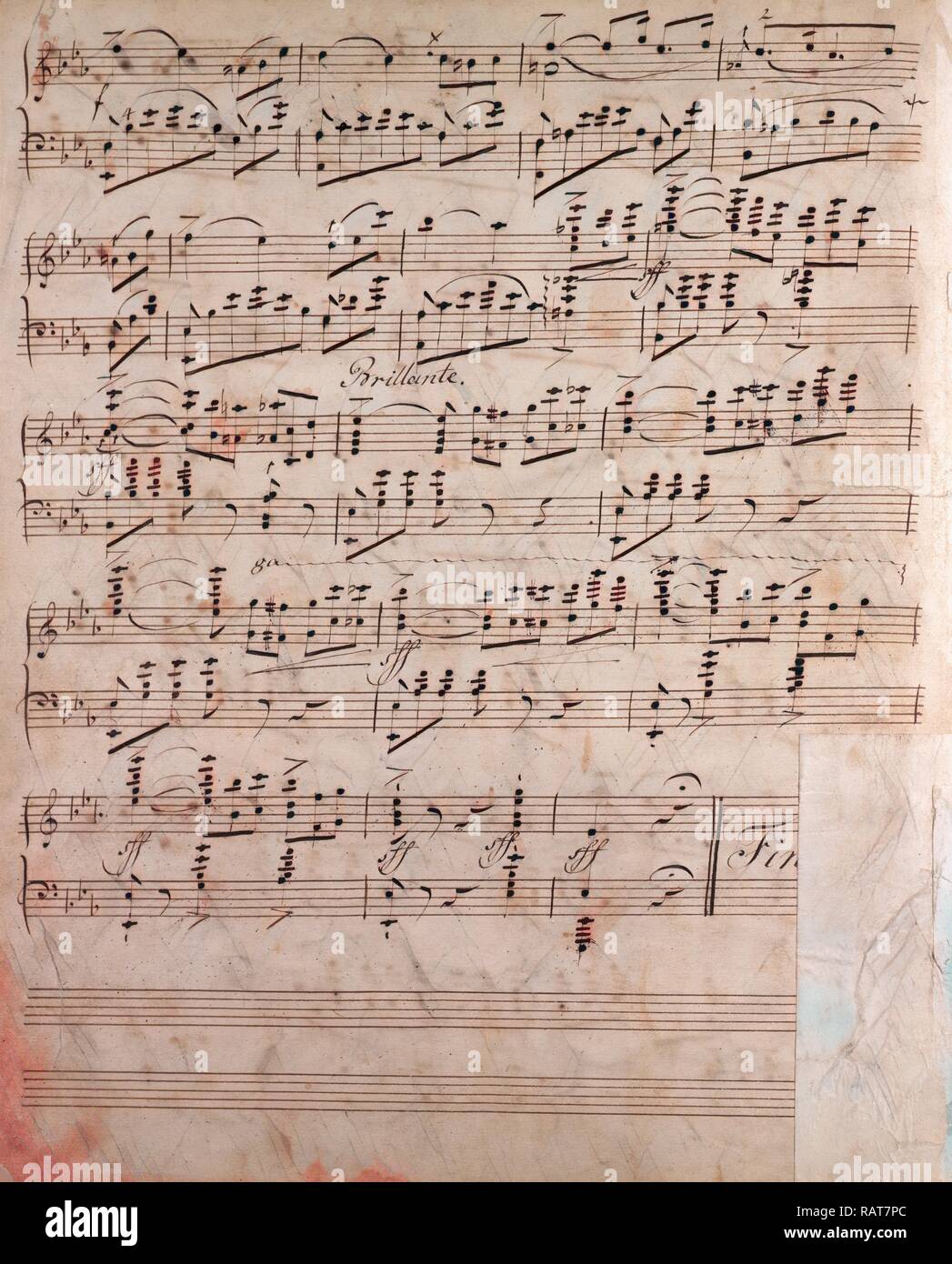 Handwritten sheet music, music notes, 19th century. Reimagined by Gibon ...