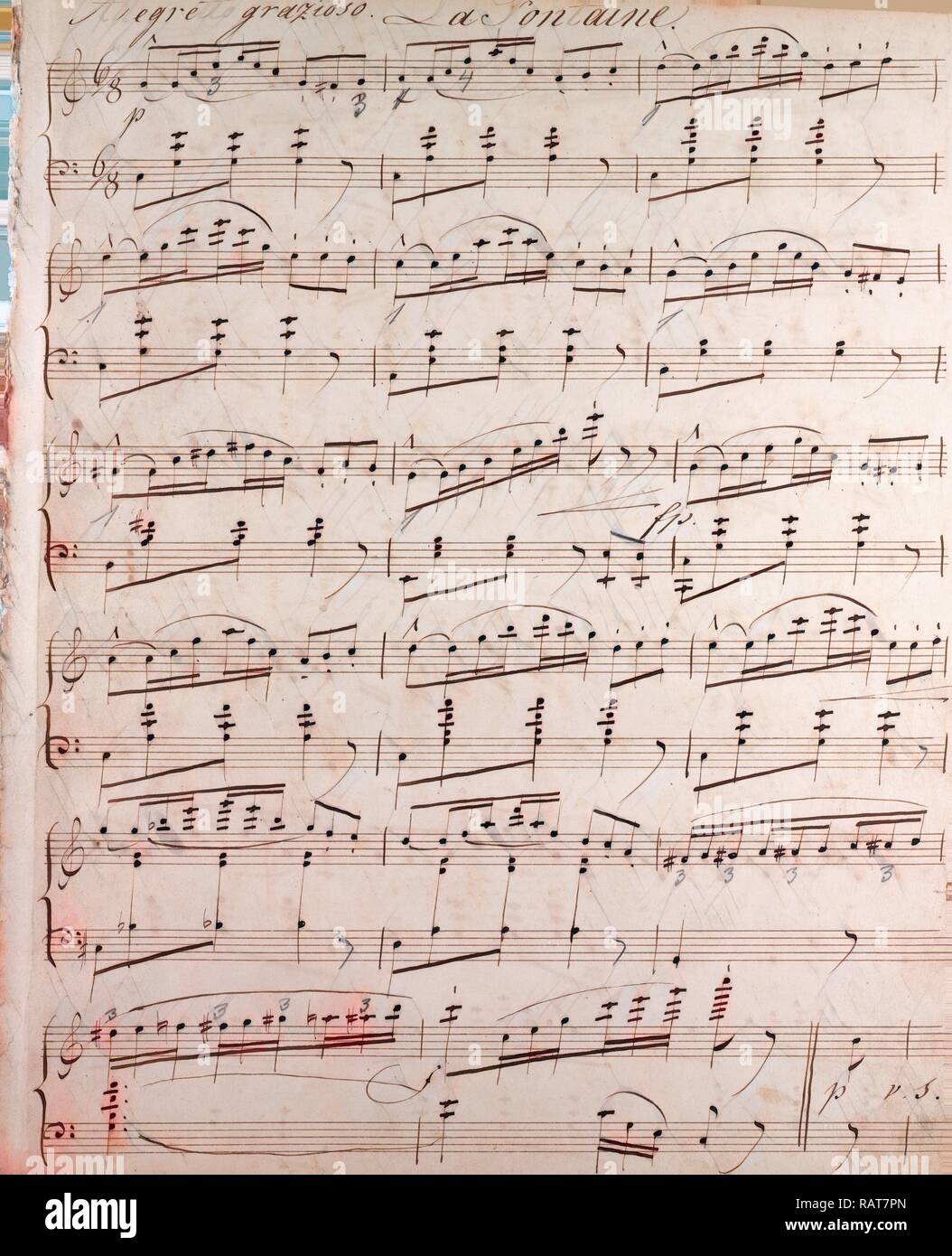Handwritten sheet music, music notes, 19th century. Reimagined by Gibon ...