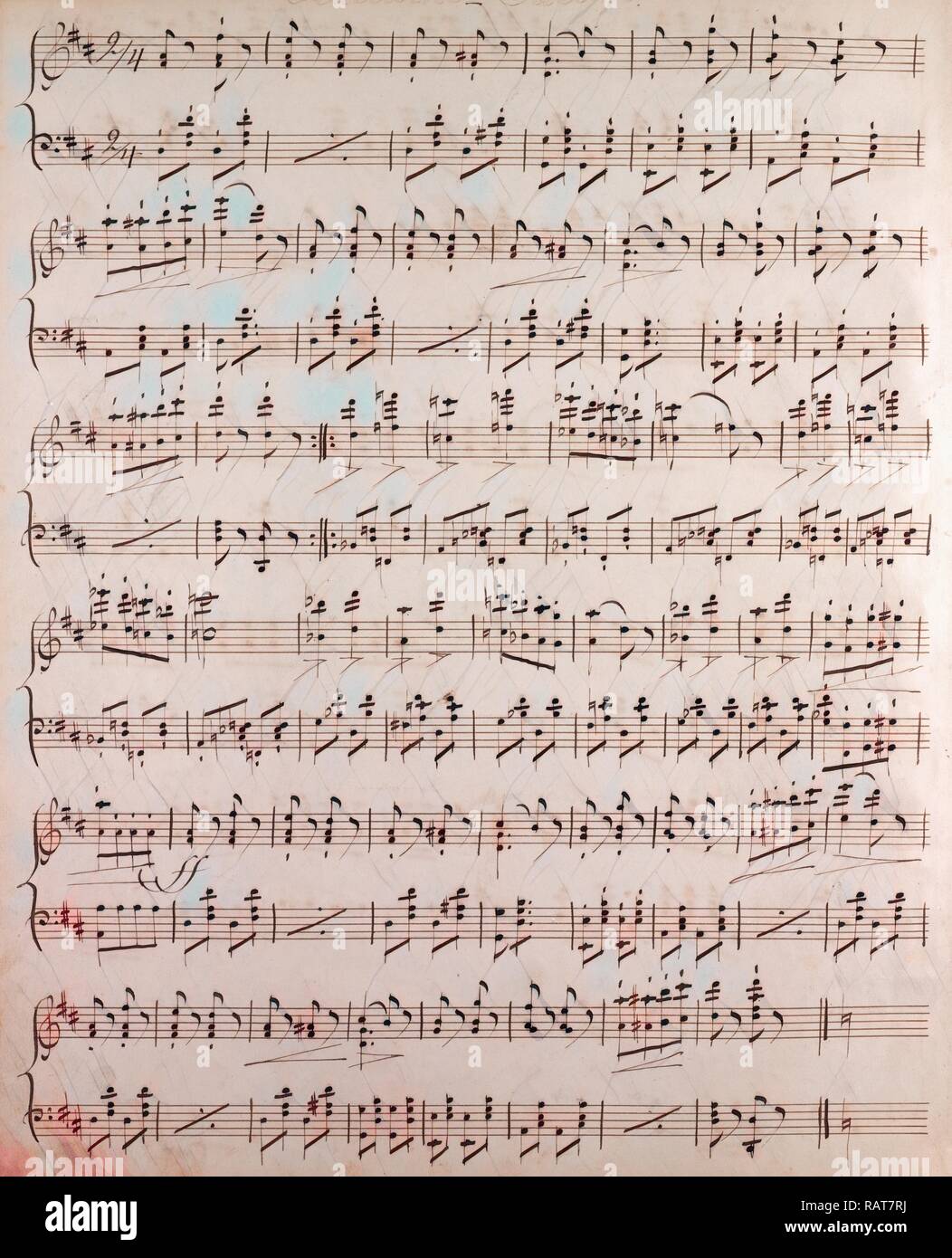 Handwritten sheet music, music notes, 19th century. Reimagined by Gibon ...