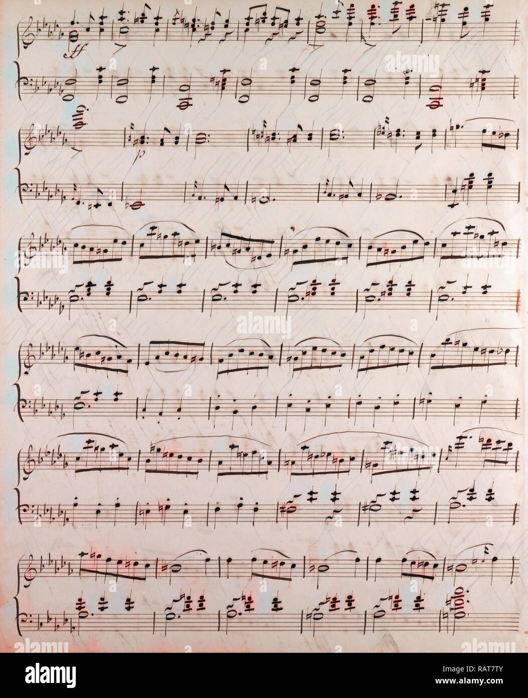 Handwritten sheet music, music notes, 19th century. Reimagined by Gibon ...