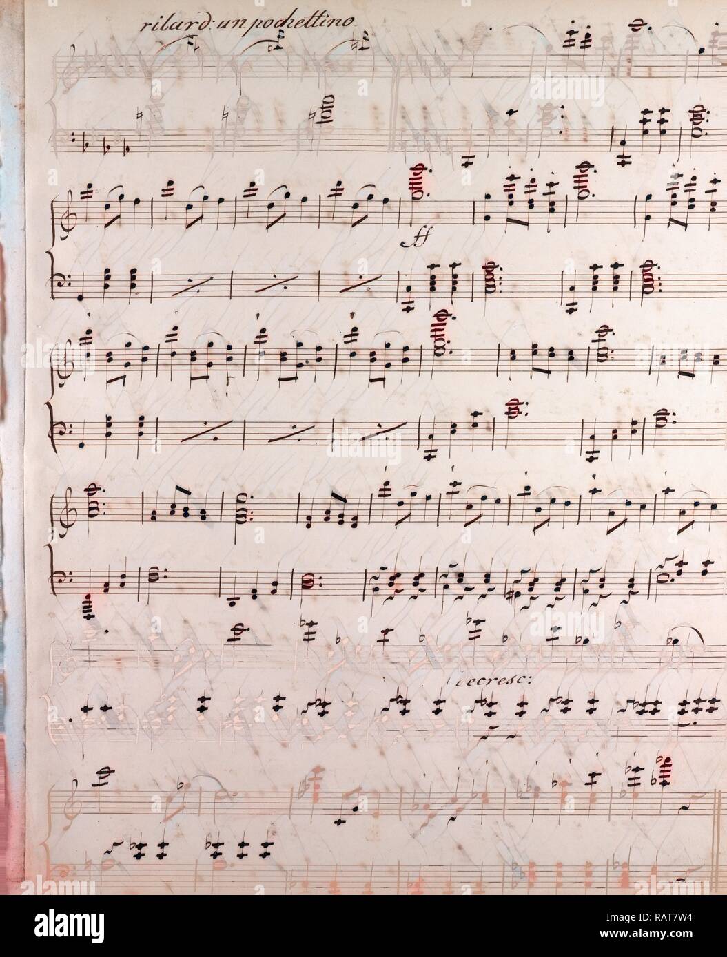Handwritten sheet music, music notes, 19th century. Reimagined by Gibon ...