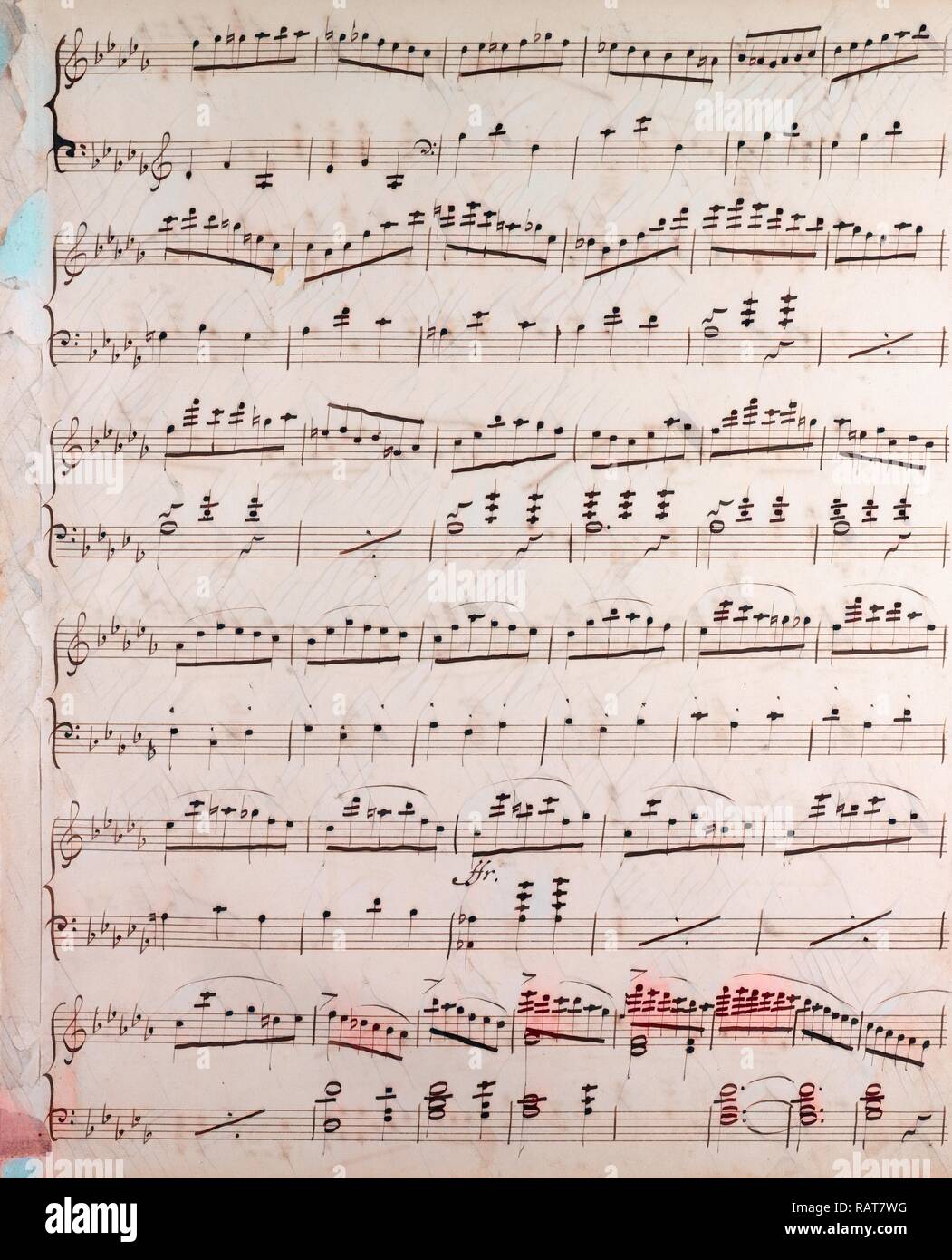 Handwritten sheet music, music notes, 19th century. Reimagined by Gibon ...