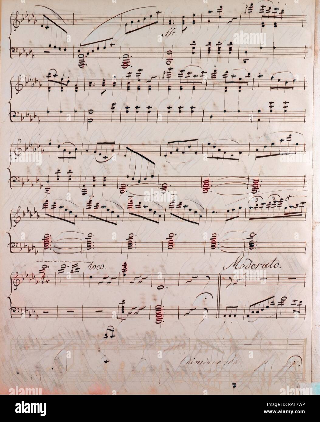 Handwritten sheet music, music notes, 19th century. Reimagined by Gibon ...