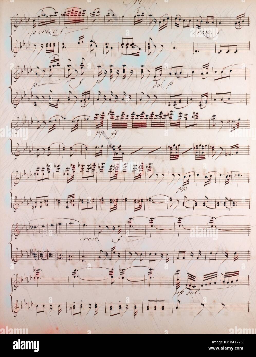 Handwritten sheet music, music notes, 19th century. Reimagined by Gibon ...