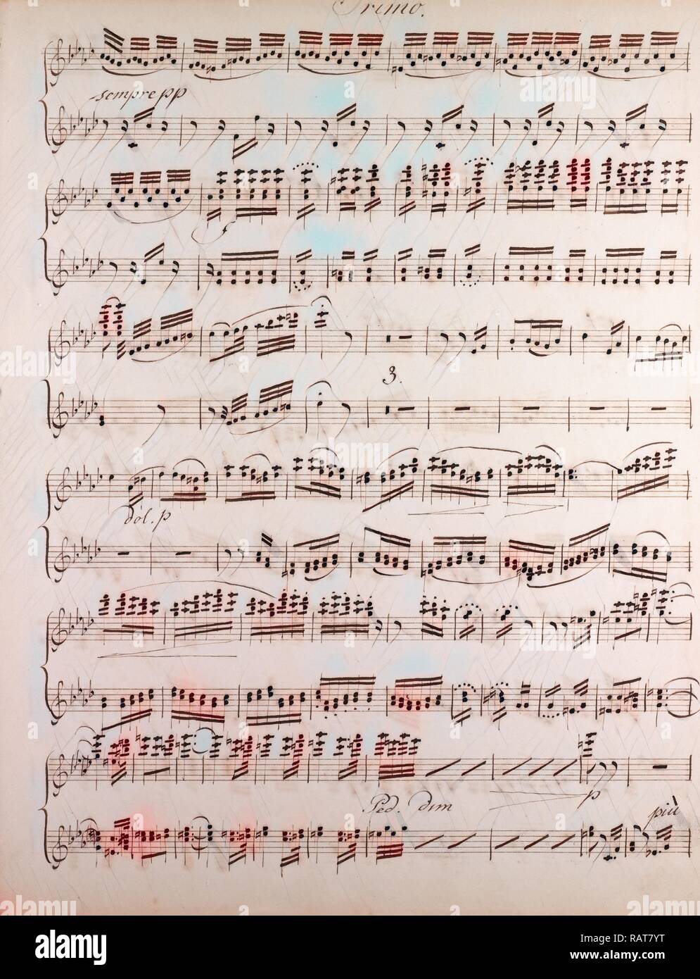 Handwritten sheet music, music notes, 19th century, primo. Reimagined ...